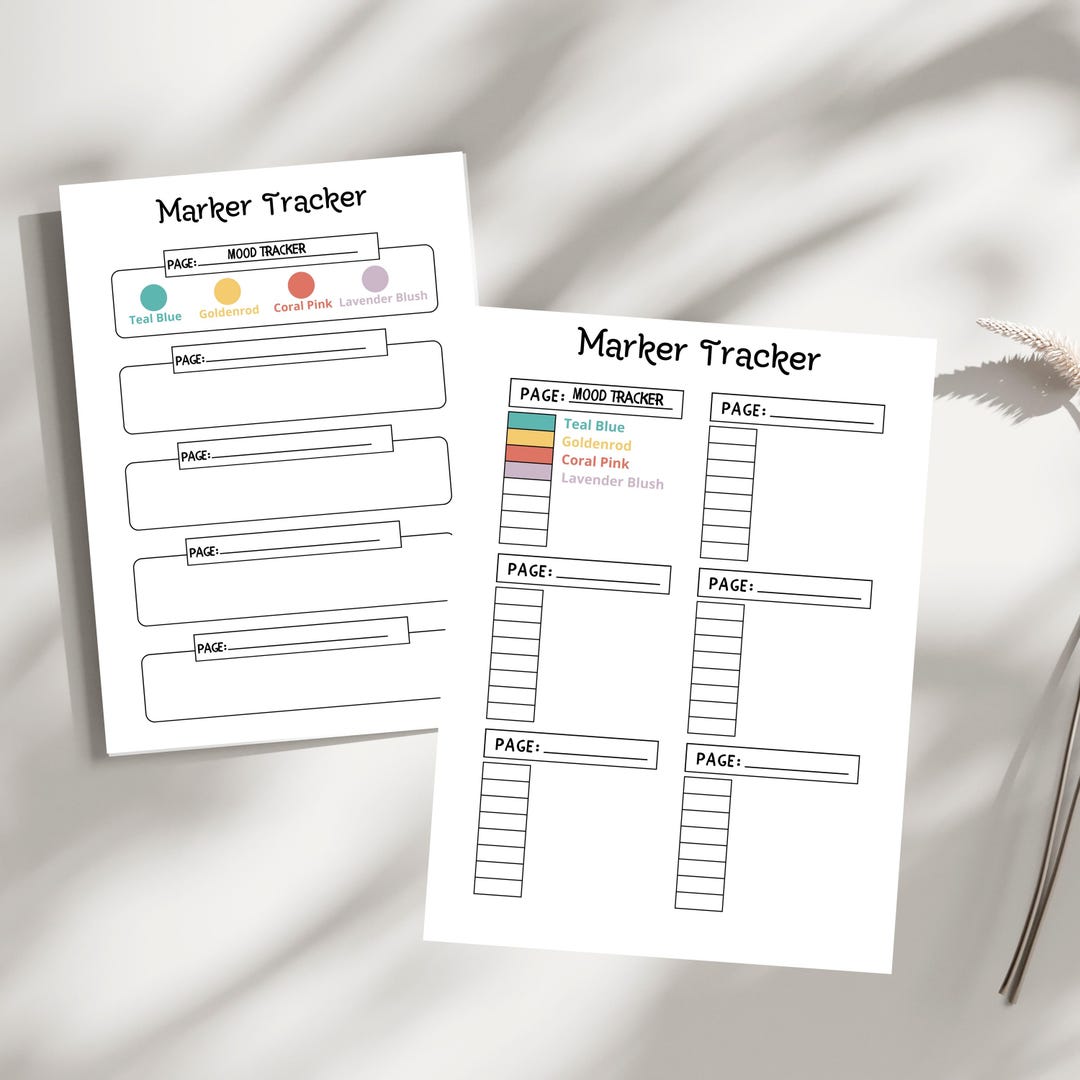 Marker Tracker Printable Journal and Planner Page Color & Swatch ...