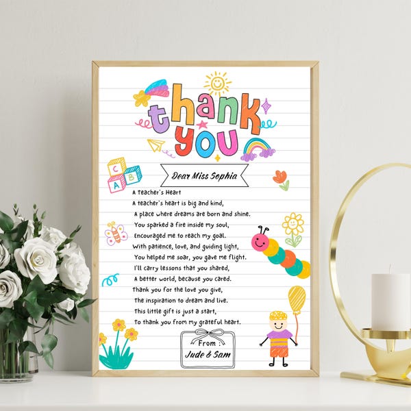 Teacher Poem - Etsy