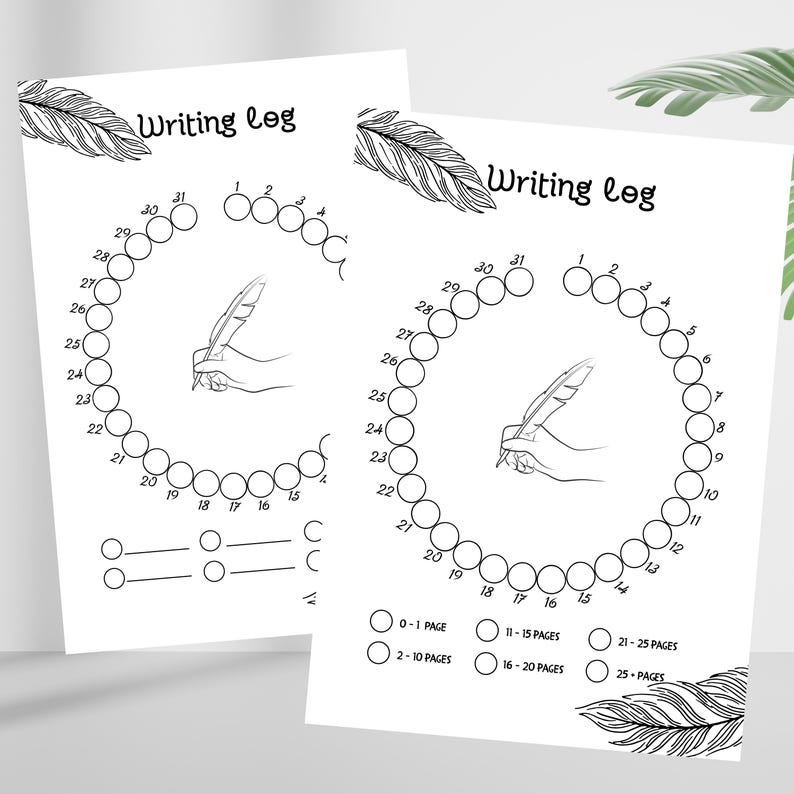 Daily Writing Log | Printable Writing Tracker | Daily & Monthly Writing ...