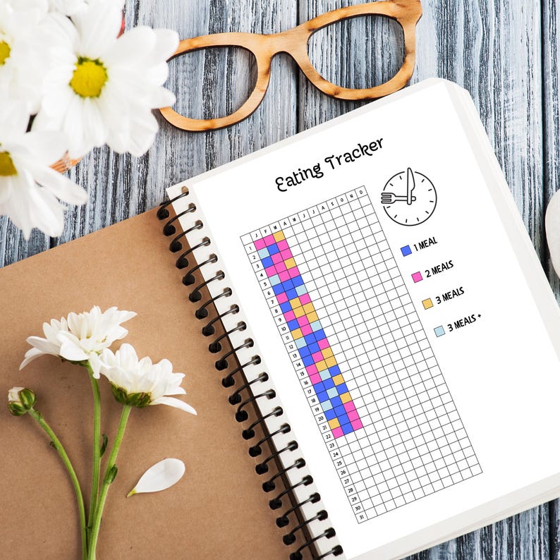 Eating Tracker - Printable Journal - Food Log Page, Diet Tracker & Meal ...