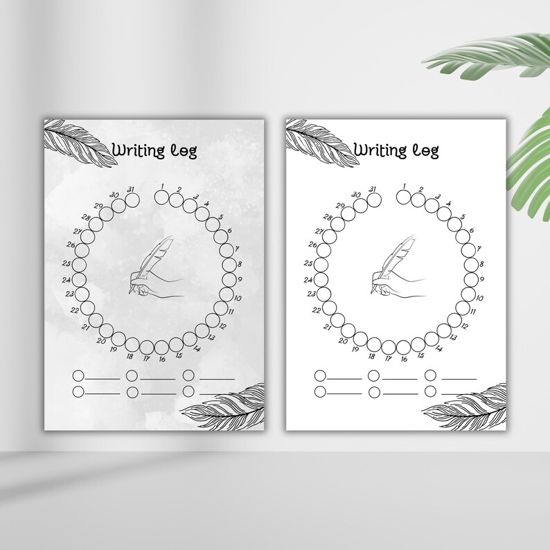 Daily Writing Log | Printable Writing Tracker | Daily & Monthly Writing ...