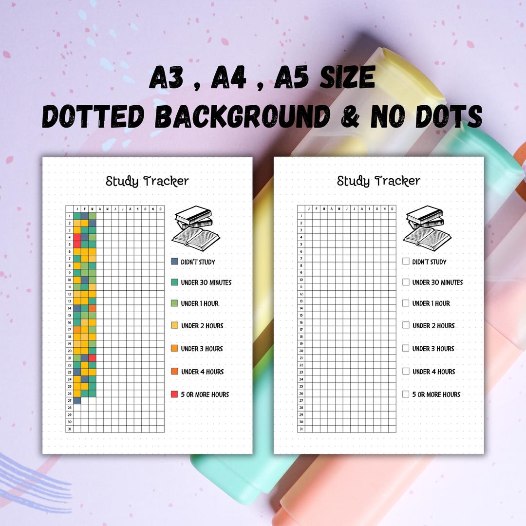 Printable Study Tracker – Daily & Yearly Study Log (digital Download ...