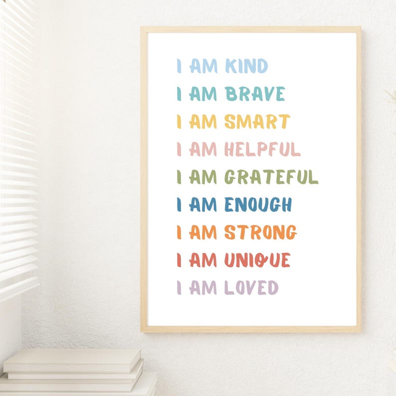 I Am Affirmations Poster - Positive Affirmations for Kids - Growth ...