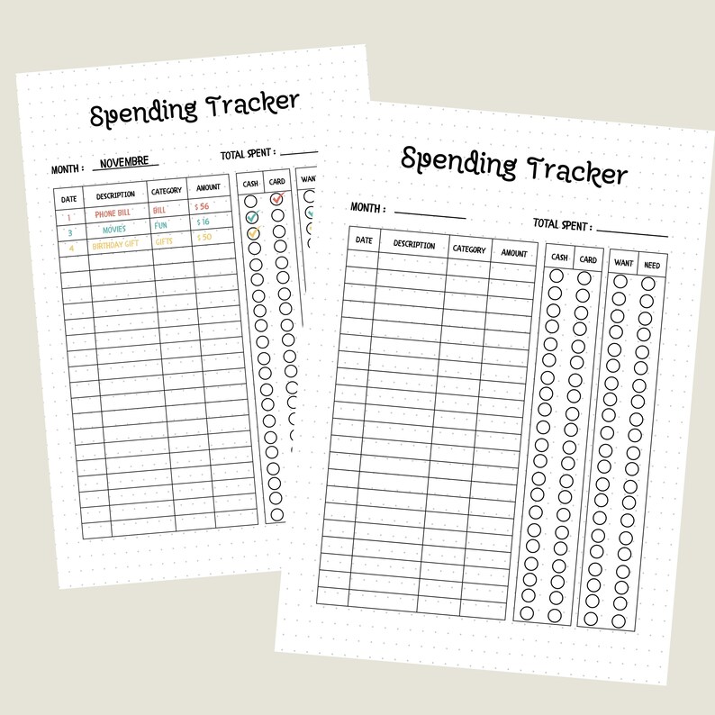 Spending Tracker Printable – Monthly Expense Log (A3, A5, Standard PDF ...