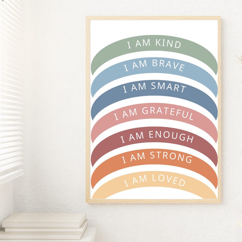 Rainbow Affirmations Wall Art | Motivational Printable | Positive ...
