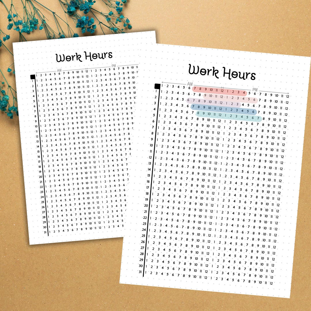 Printable Work Hours Tracker – Time Sheet, A3/a5/letter (PDF) - Etsy