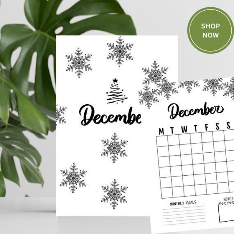 December Title Page & Calendar – Printable Journal Cover and Monthly ...