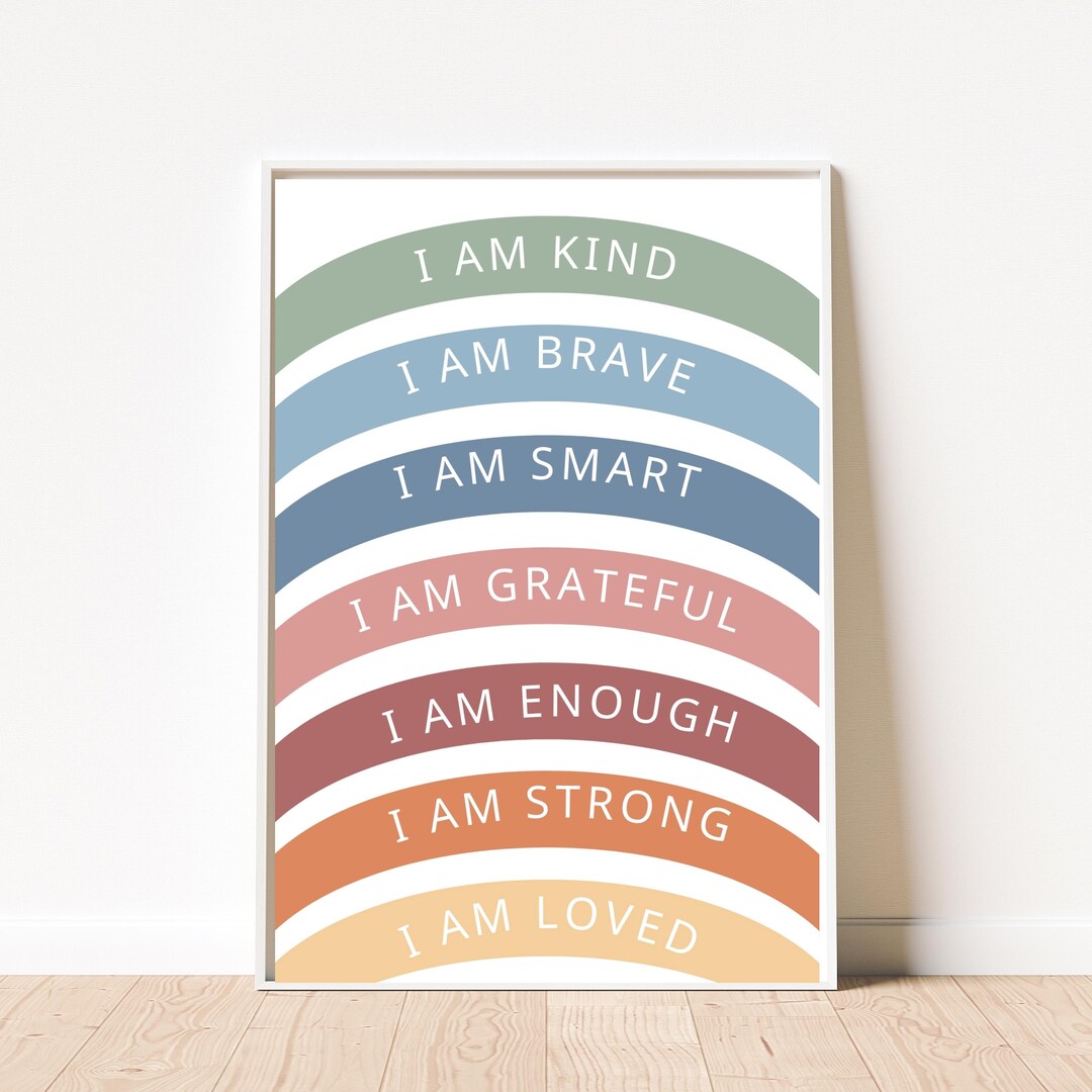 Rainbow Affirmations Wall Art | Motivational Printable | Positive ...