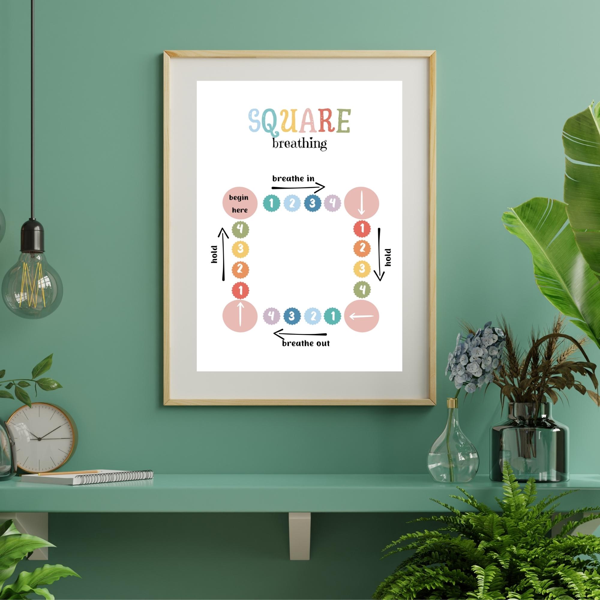 Box Breathing Poster: Calming Corner Decor, Anxiety Relief (digital ...
