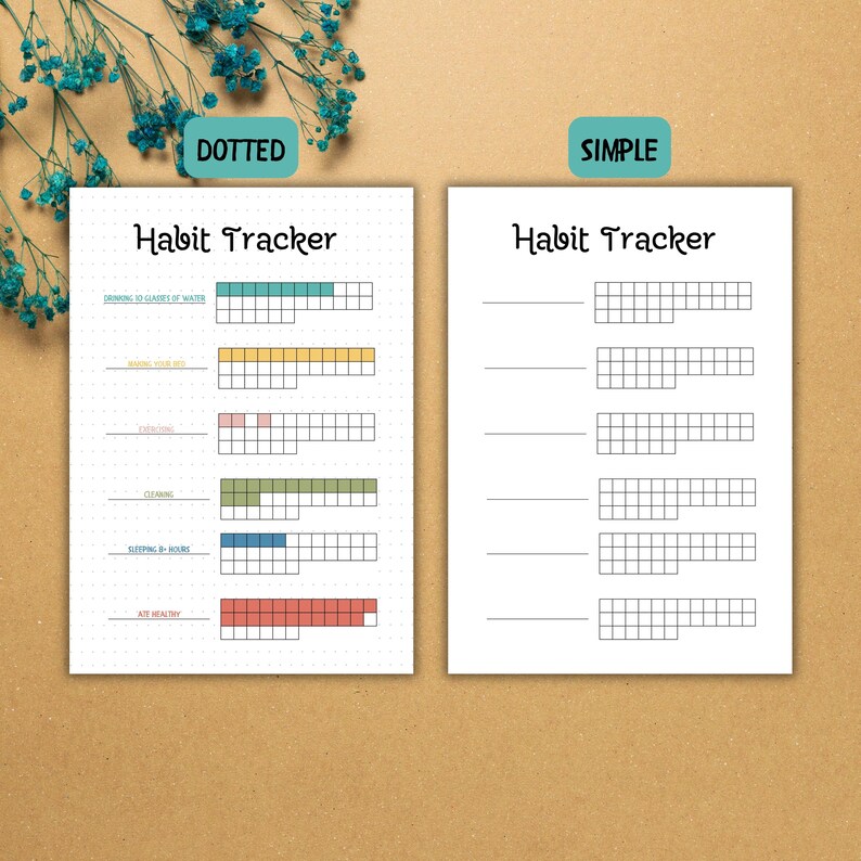 Habit Tracker - Printable Monthly Planner Page | Fitness, Health & Goal ...