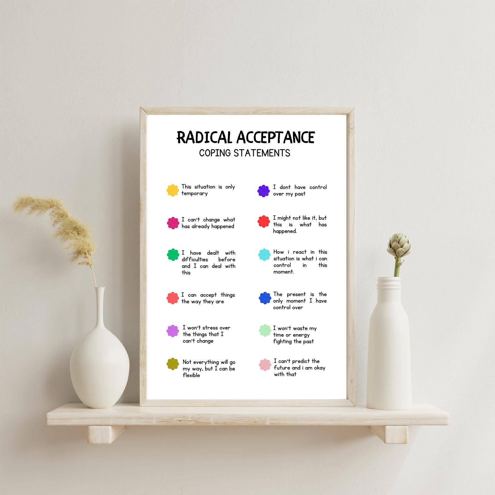 Radical Acceptance Poster: DBT Affirmations, Therapist Office Decor ...