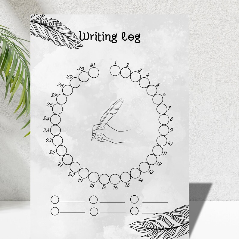 Daily Writing Log | Printable Writing Tracker | Daily & Monthly Writing ...