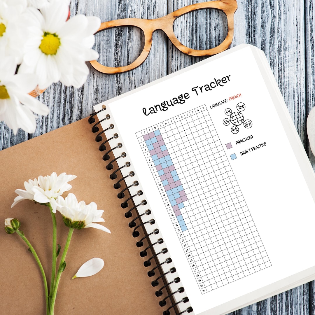 Language Learning Tracker | Printable Journal Page for French & Spanish ...