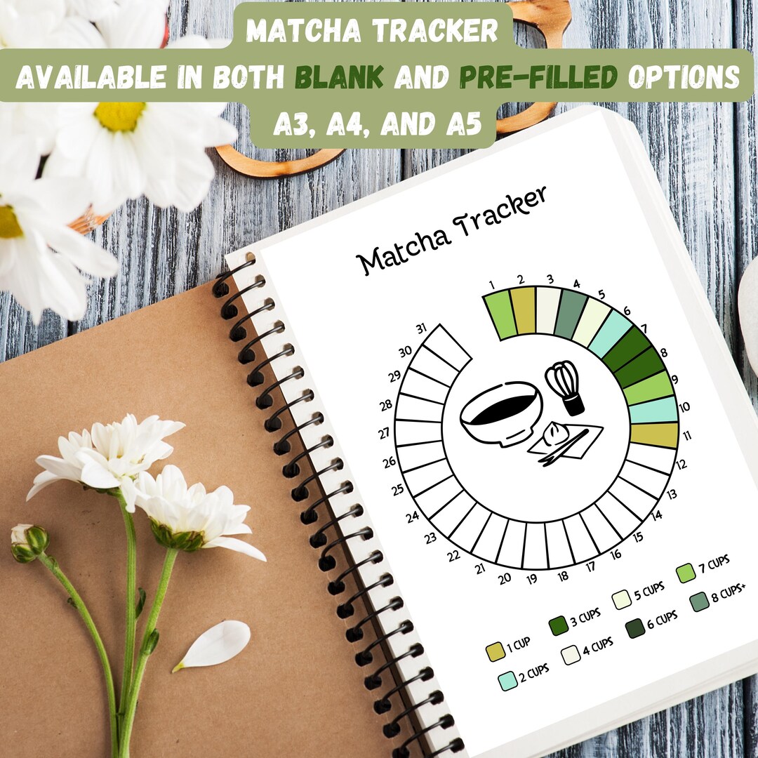 Matcha Tea Tracker Printable: Daily Consumption Journal (A3, A5, US ...
