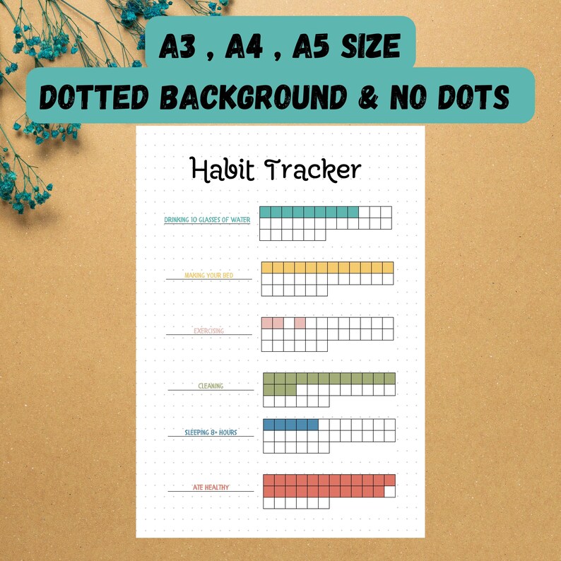 Habit Tracker - Printable Monthly Planner Page | Fitness, Health & Goal ...