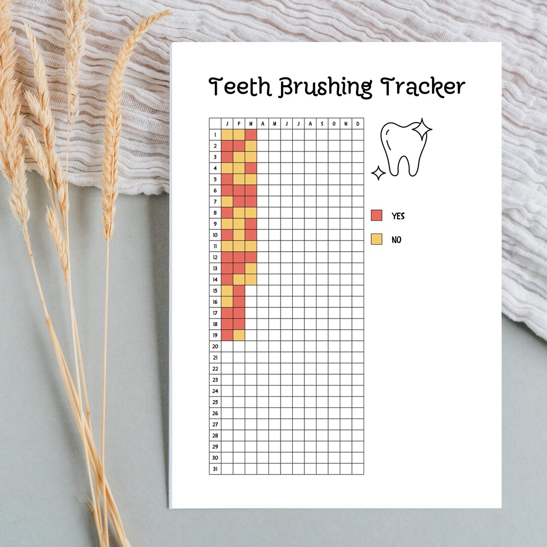 Teeth Brushing Tracker Printable Journal Page Kids Teeth Brushing ...