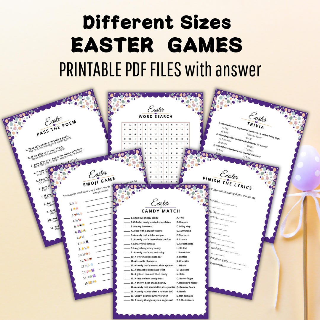 Easter Games Printable Pack: Trivia, Emoji, Word Search (digital ...