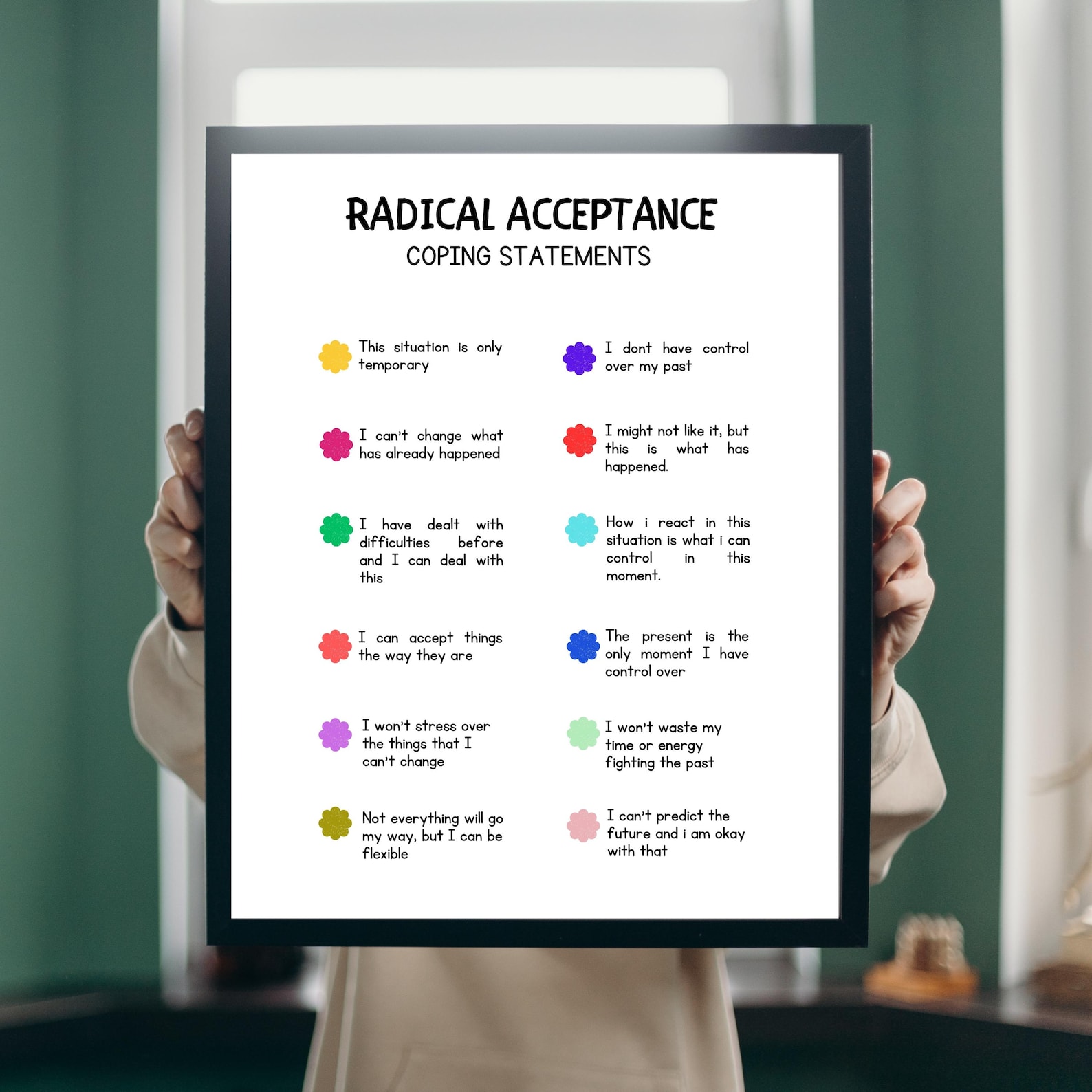Radical Acceptance Poster: DBT Affirmations, Therapist Office Decor ...