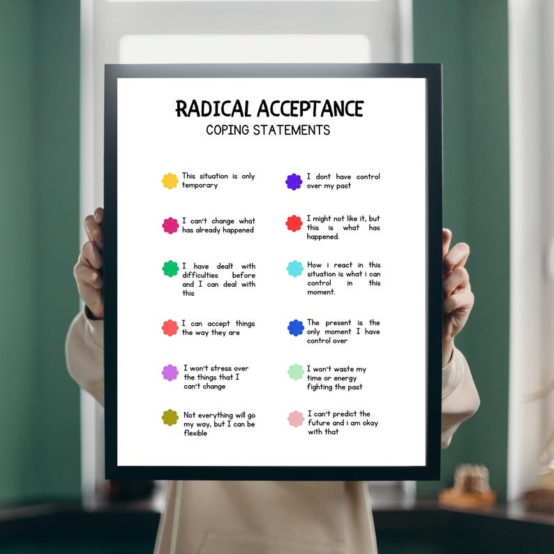 Radical Acceptance Poster: DBT Affirmations, Therapist Office Decor ...