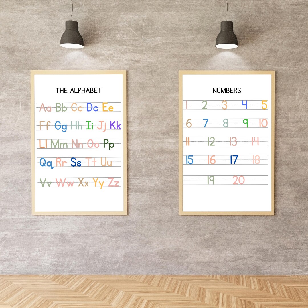 Rainbow Alphabet Poster, Handwriting Chart Print, Educational Wall Art ...