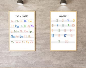 Rainbow Alphabet Poster, Educational Wall Art Printable, Homeschool ...