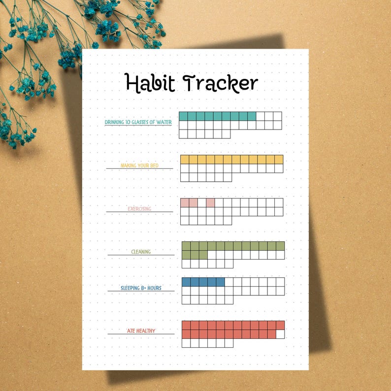 Habit Tracker - Printable Monthly Planner Page | Fitness, Health & Goal ...