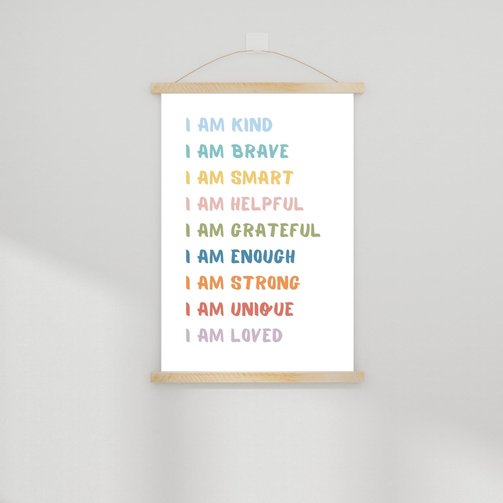 I Am Affirmations Poster - Positive Affirmations for Kids - Growth ...