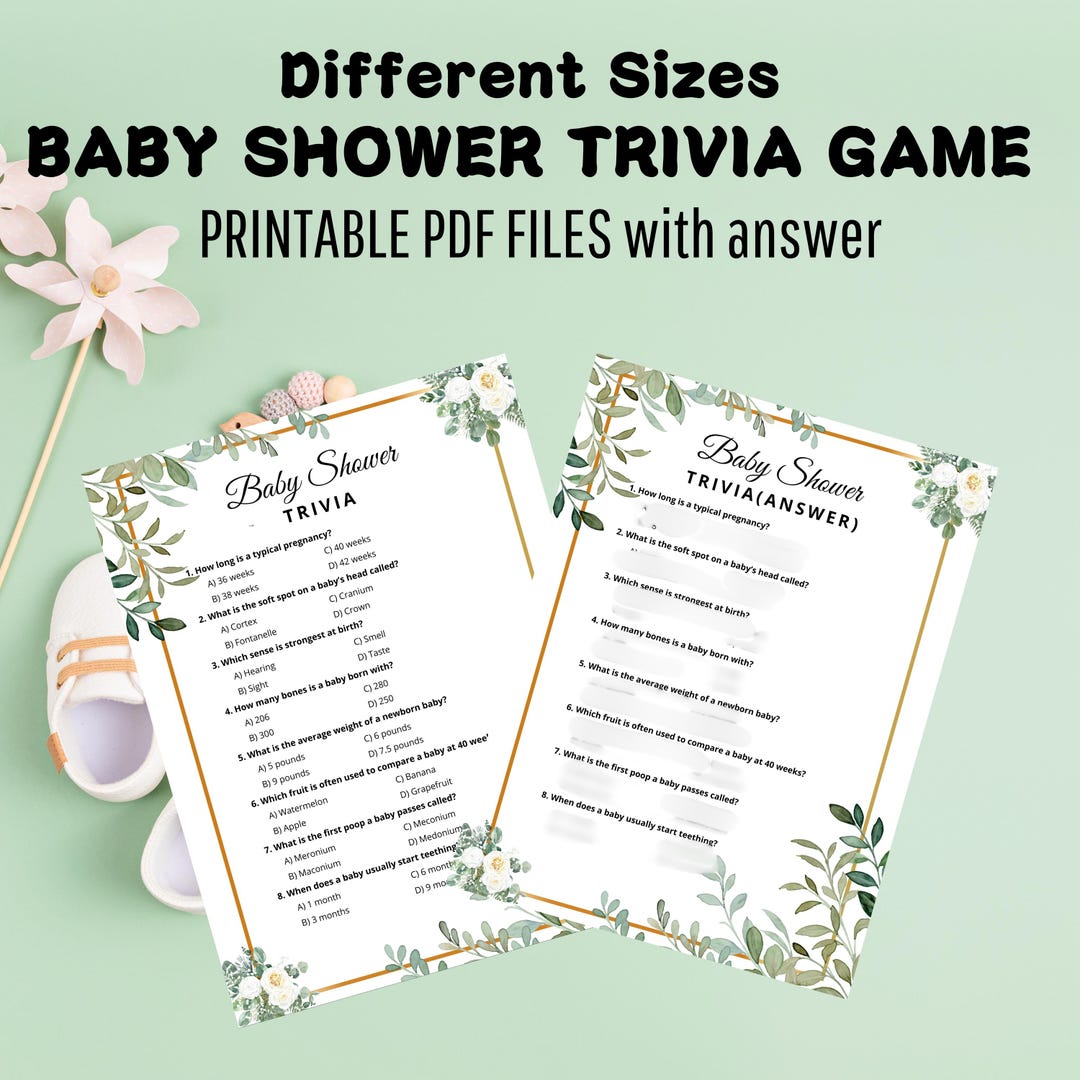 Baby Shower Trivia Game Printable | A3, A4, A5 Sizes | Fun Baby Shower ...