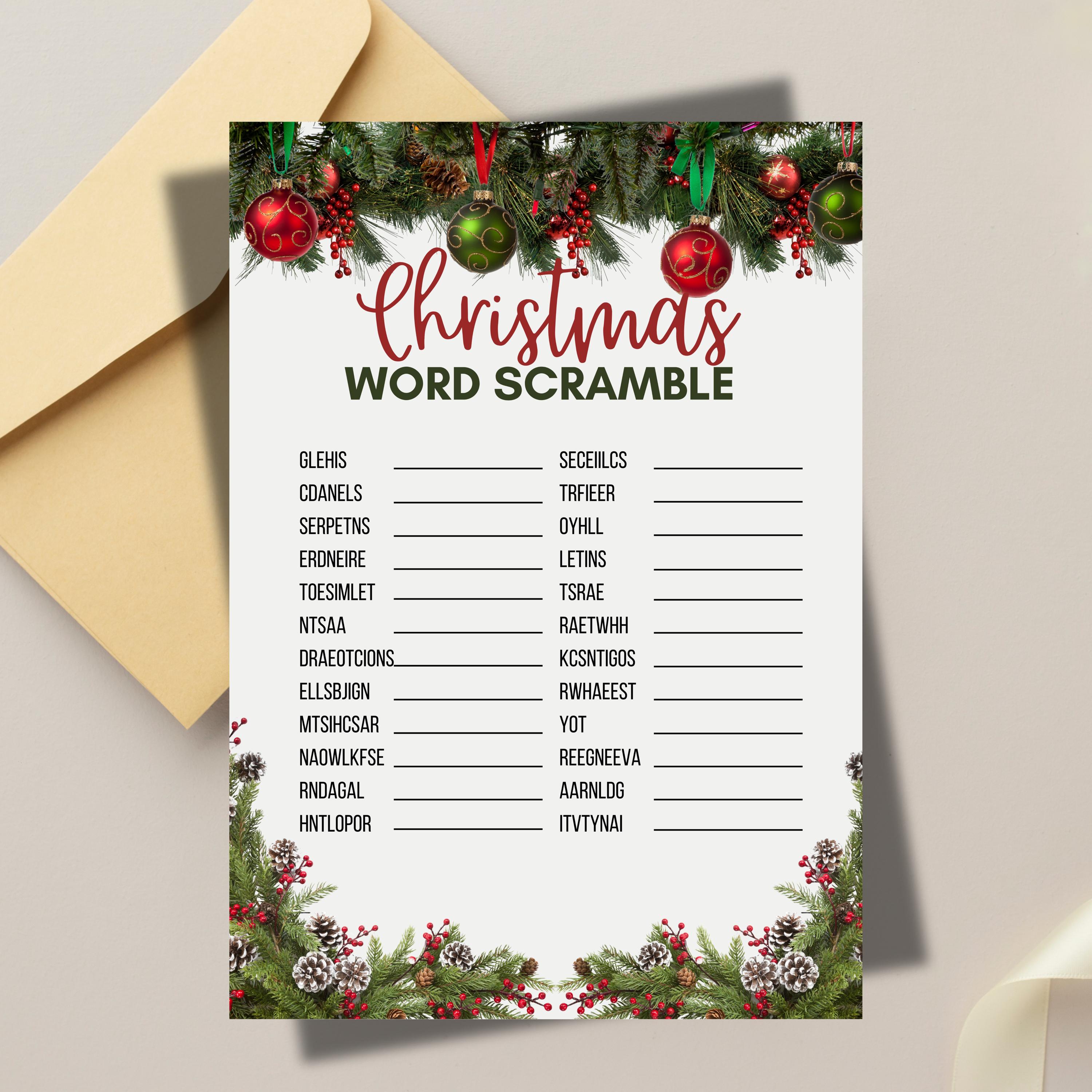 Word Scramble Christmas Game | Printable Holiday Activity | Family Fun ...