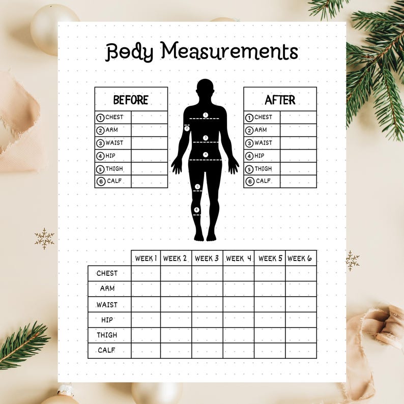 Body Measurements Tracker - PRINTABLE Journal Page | Dotted & Non ...