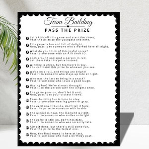Pass the Prize Team Building Game: Office Party Activity (printable PDF ...
