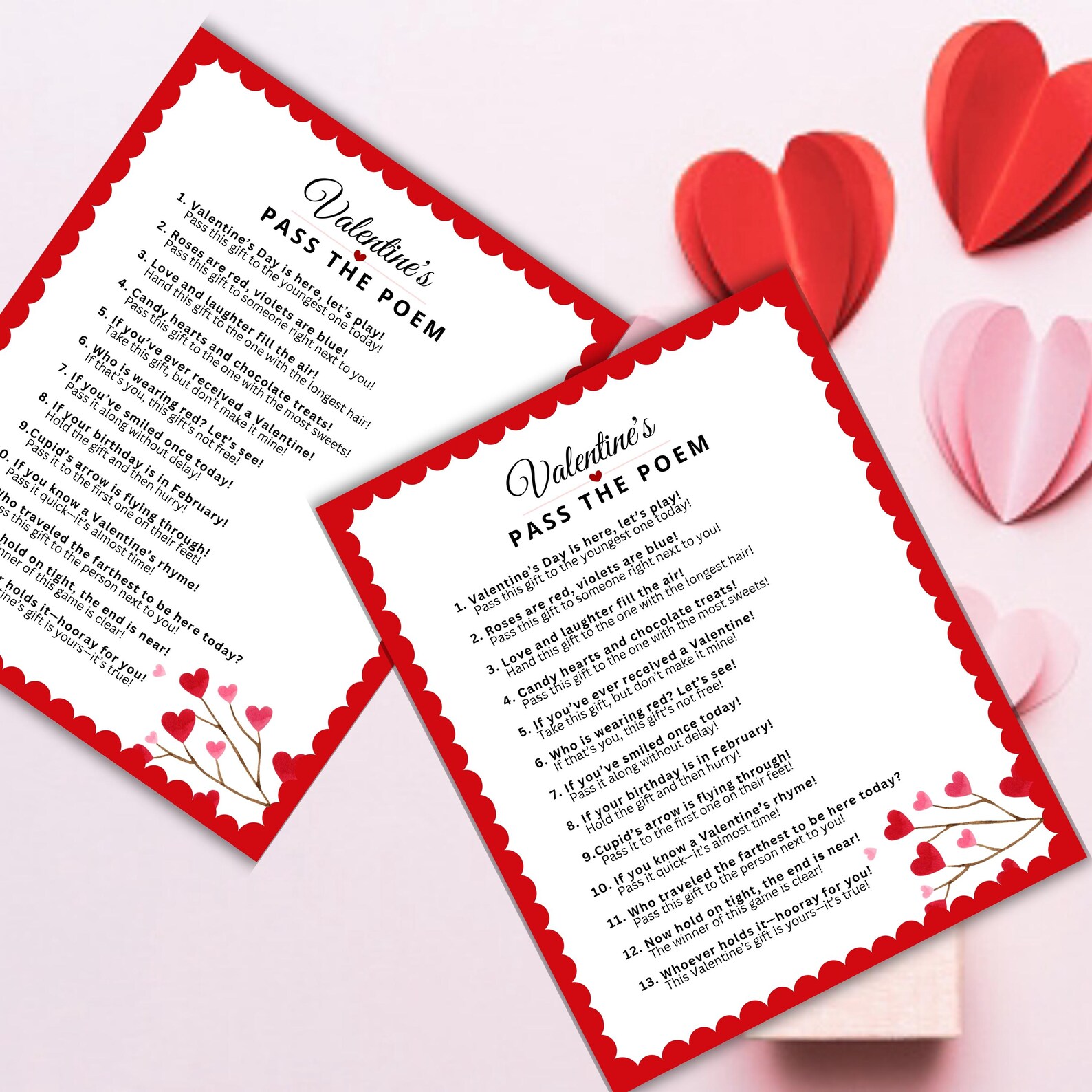 Valentine's Pass the Gift Poem Game: Fun Party Activity (PDF Download ...