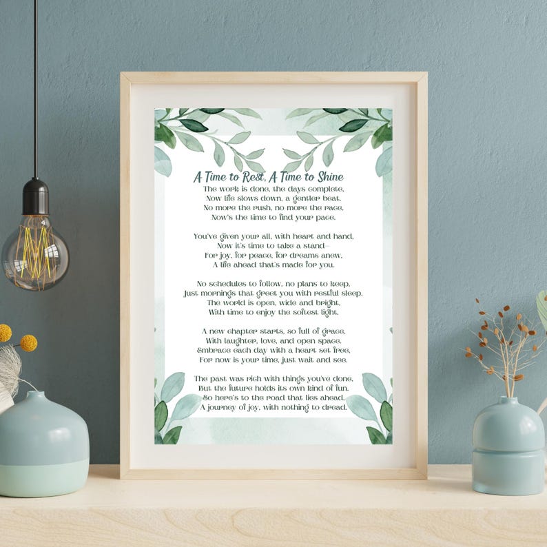 Retirement Poem Gift - Personalized Wall Art & Inspirational Quote ...