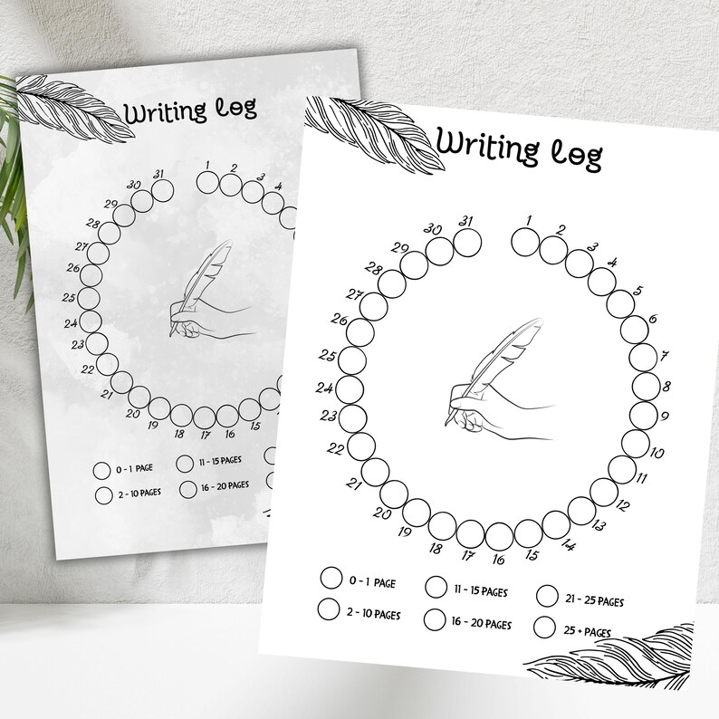 Daily Writing Log | Printable Writing Tracker | Daily & Monthly Writing ...