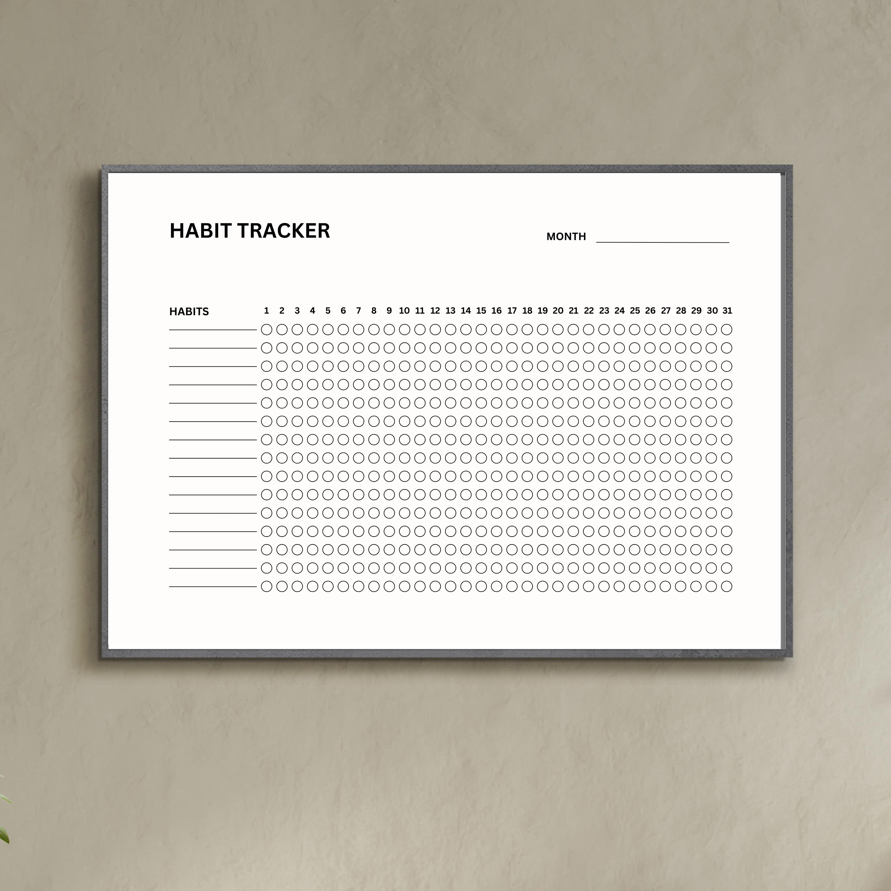 Monthly Habit Tracker Printable: A4 Landscape Template (digital ...