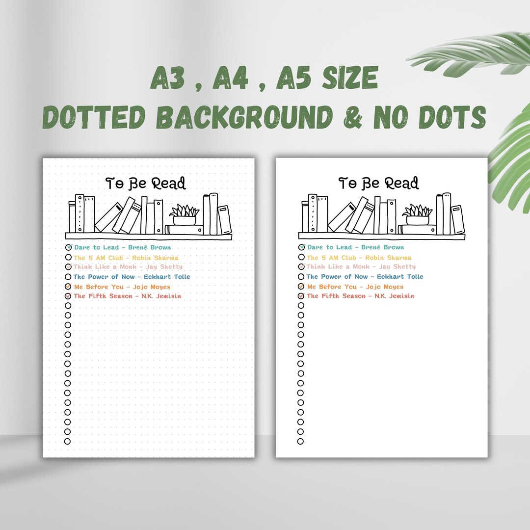 To Be Read TBR List Printable Journal Page Book Tracker & Reading Habit ...