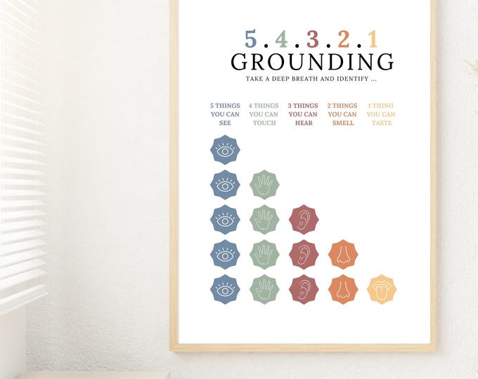 54321 Grounding PDF Exercise for Kids Poster | 5 Senses Grounding ...