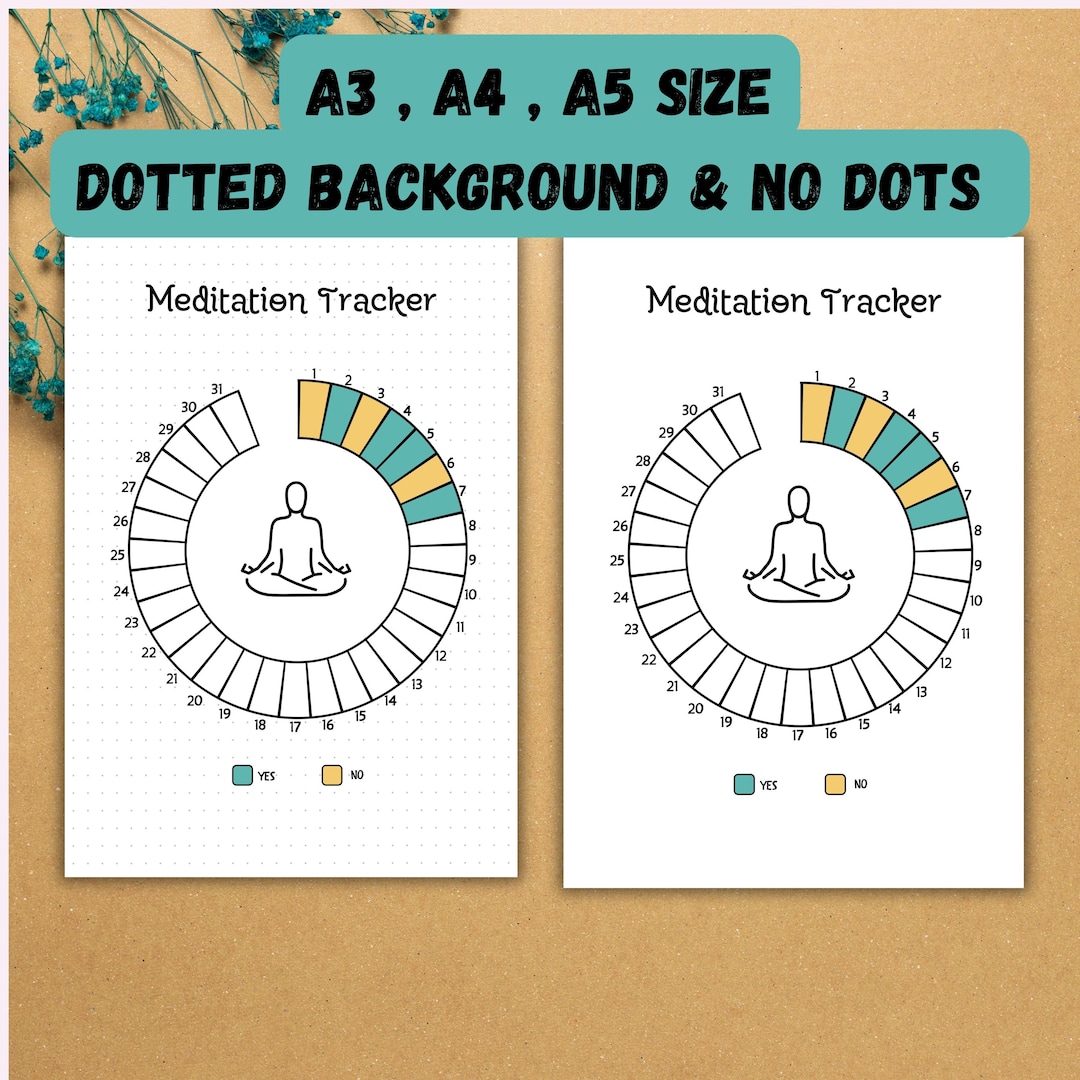 Meditation Tracker Printable Journal Page for Monthly Tracking Fitness ...