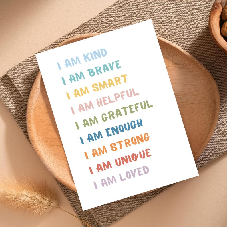 I Am Affirmations Poster - Positive Affirmations for Kids - Growth ...