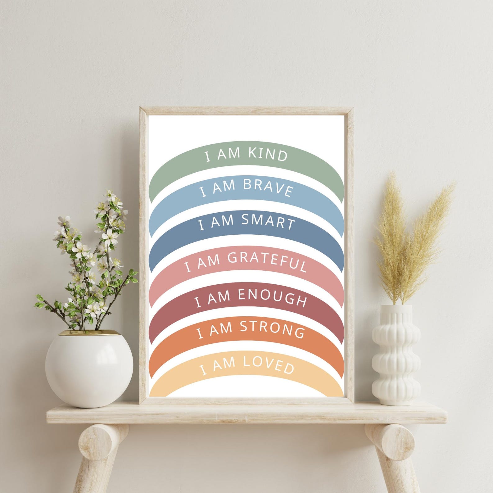 Rainbow Affirmations Wall Art | Motivational Printable | Positive ...