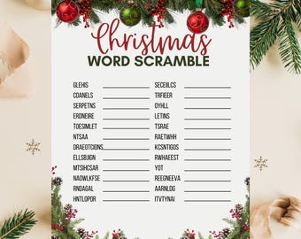 Christmas Word Scramble, Holiday Word Scramble, Christmas Game ...