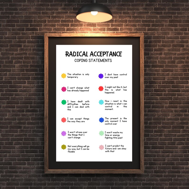 Radical Acceptance Poster DBT Affirmations, Cognitive Distortions Art ...