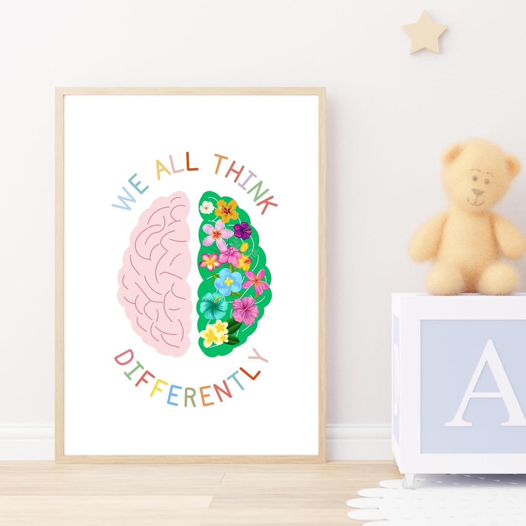 Neurodiversity Brain Art Print: Therapist Office Decor (digital ...