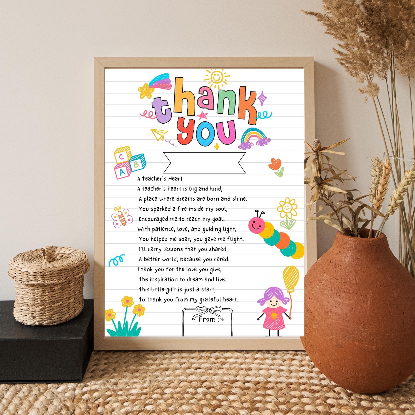 Thank You Teacher Poem Printable | Teacher Appreciation Gift | Instant ...