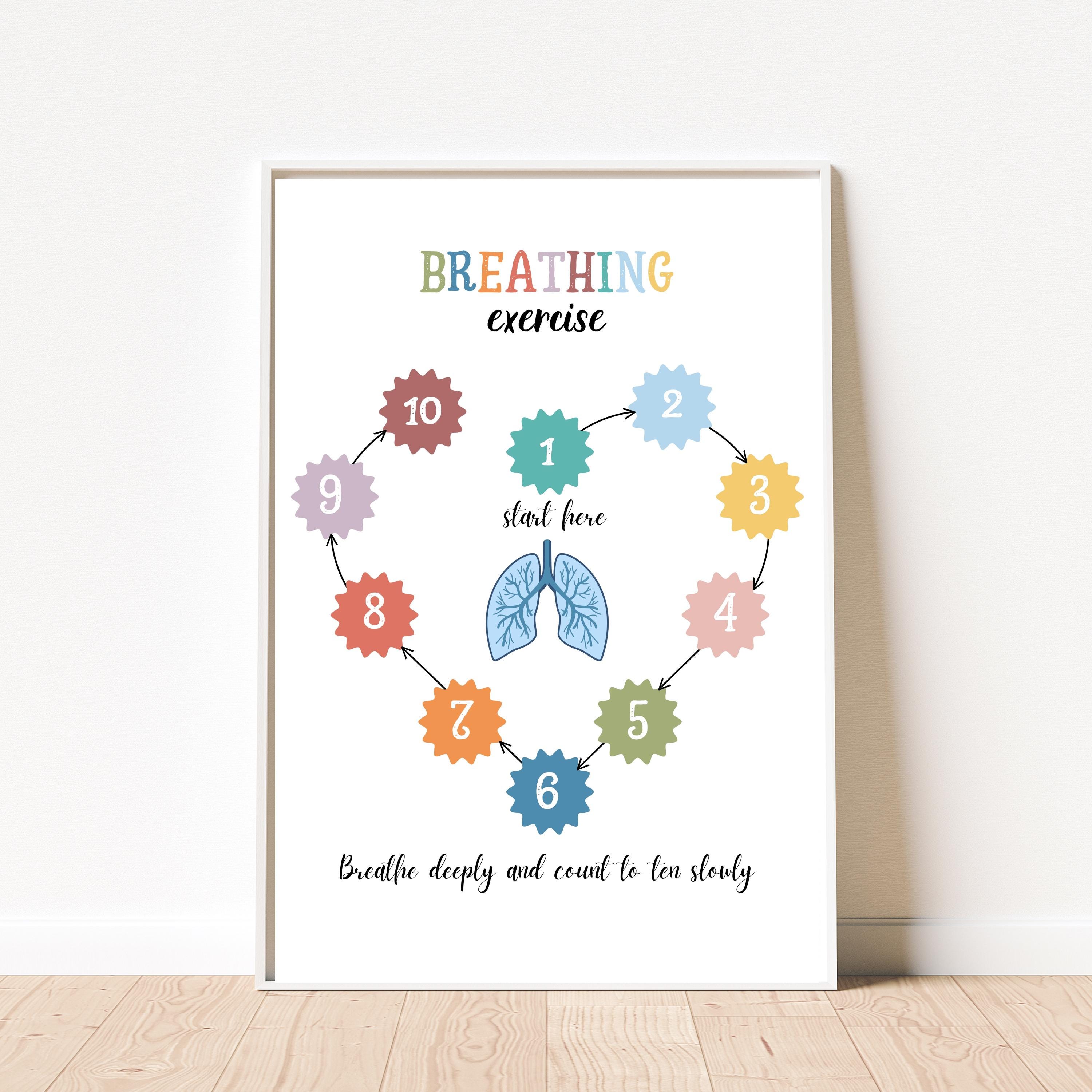 Breathing Exercise Poster | Grounding Technique | Growth Mindset ...