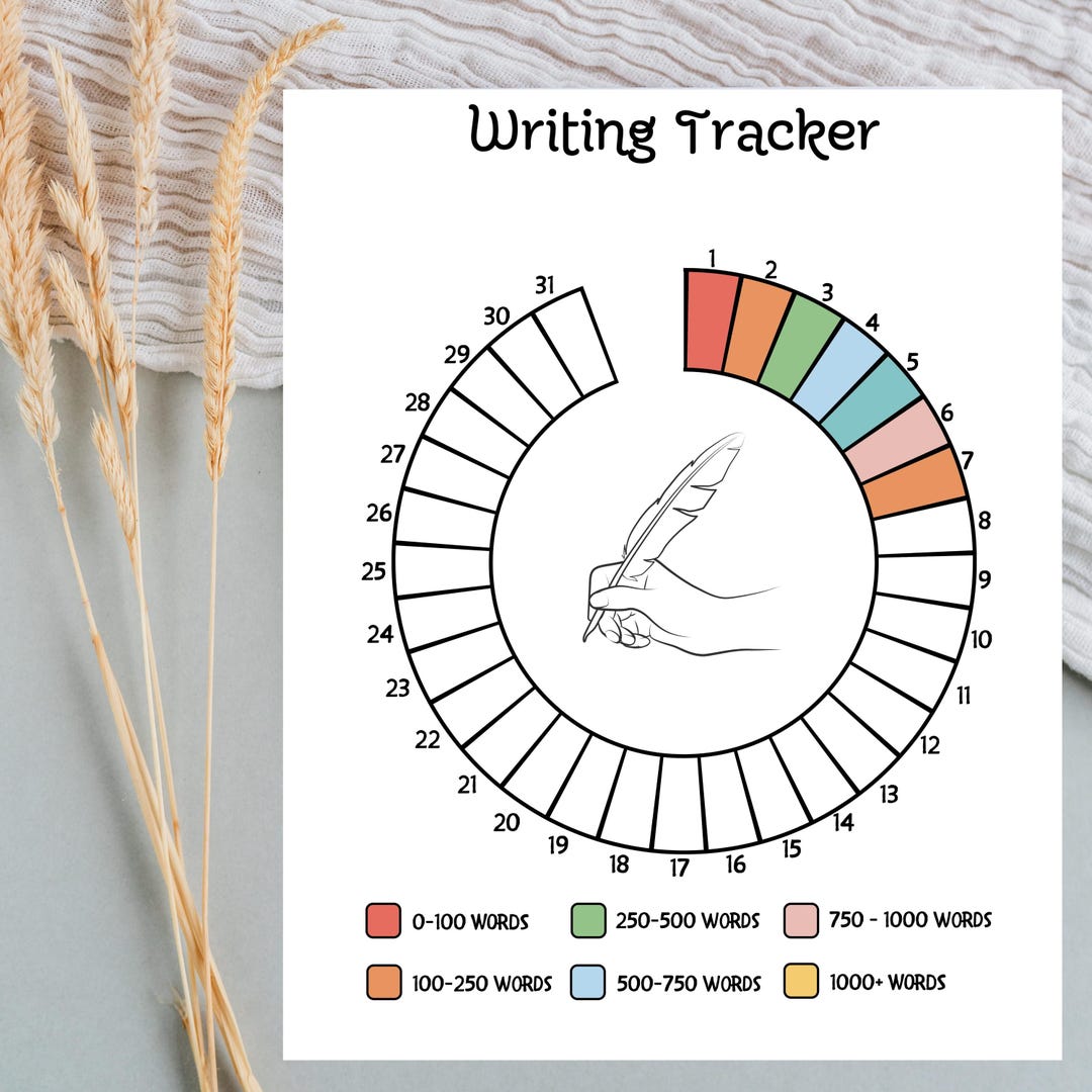 Daily Writing Log Printable Journal Page Writing Tracker & Word Count ...