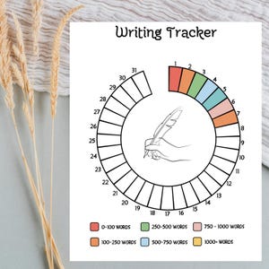 Daily Writing Log Printable Journal Page Writing Tracker & Word Count ...