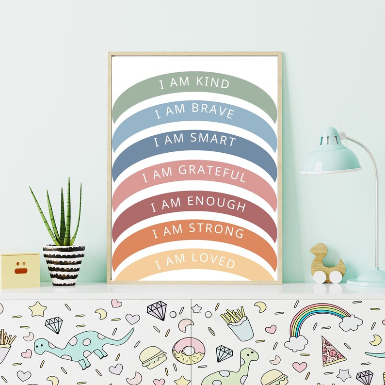 Rainbow Affirmations Wall Art | Motivational Printable | Positive ...