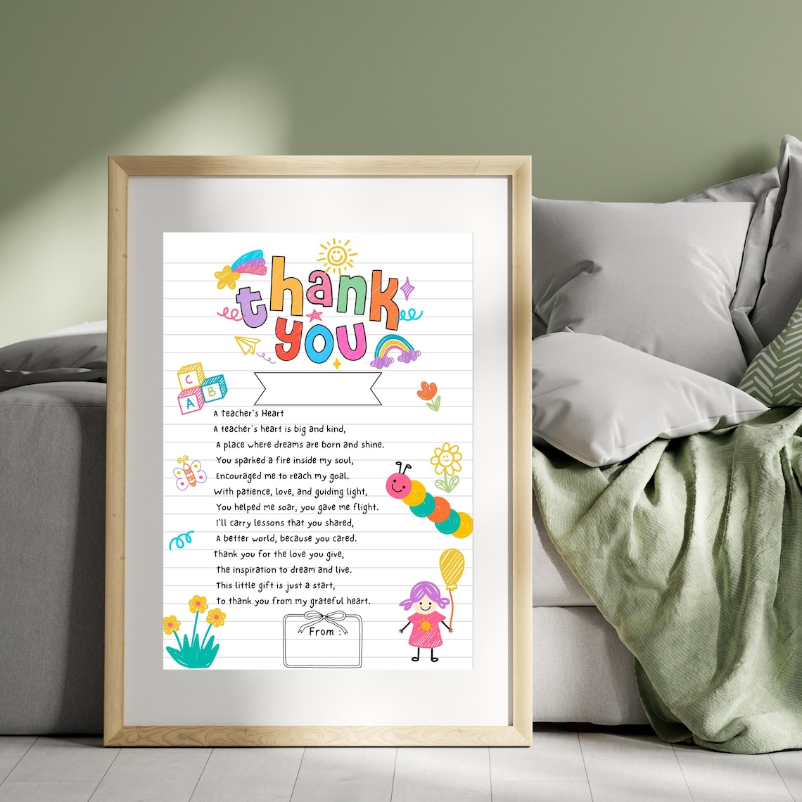 Thank You Teacher Poem Printable | Teacher Appreciation Gift | Instant ...