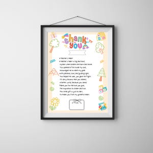 Thank You Teacher Poem Printable | Teacher Appreciation Gift | Instant ...